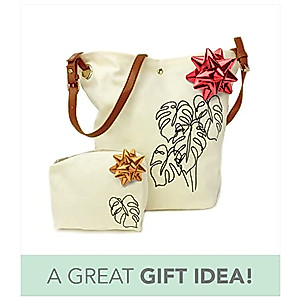 Monstera Canvas Crossbody Tote Bag & Zipper Pouch, Shoulder Tote Bag, Plant Lover Gifts For Women