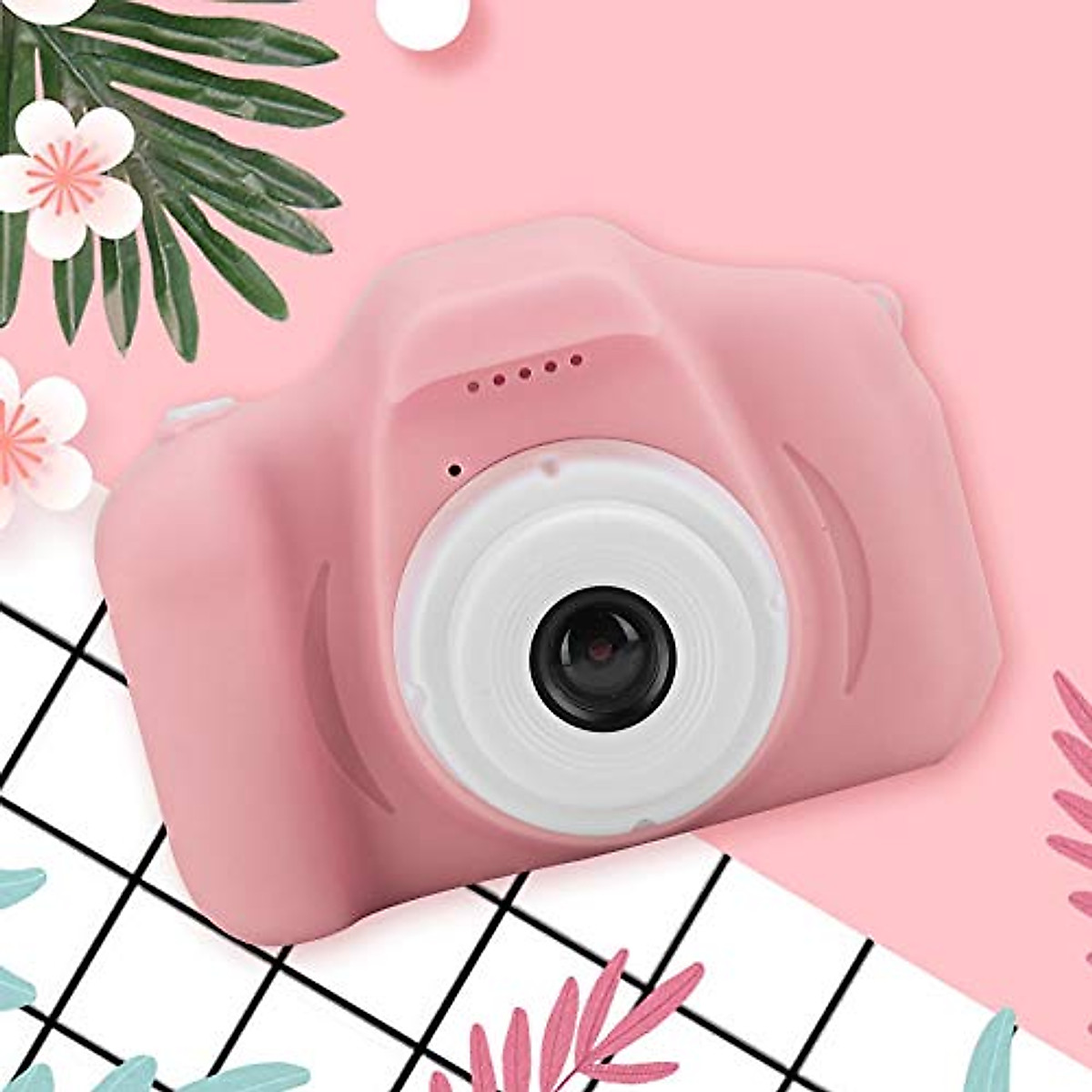 Mini Digital Camera, Children Eye-Friendly and Cear HD Cartoon Camera DIY Photos Video Recording, with 2.0in IPS Screen, Photo Frames, for Kids(Pink)