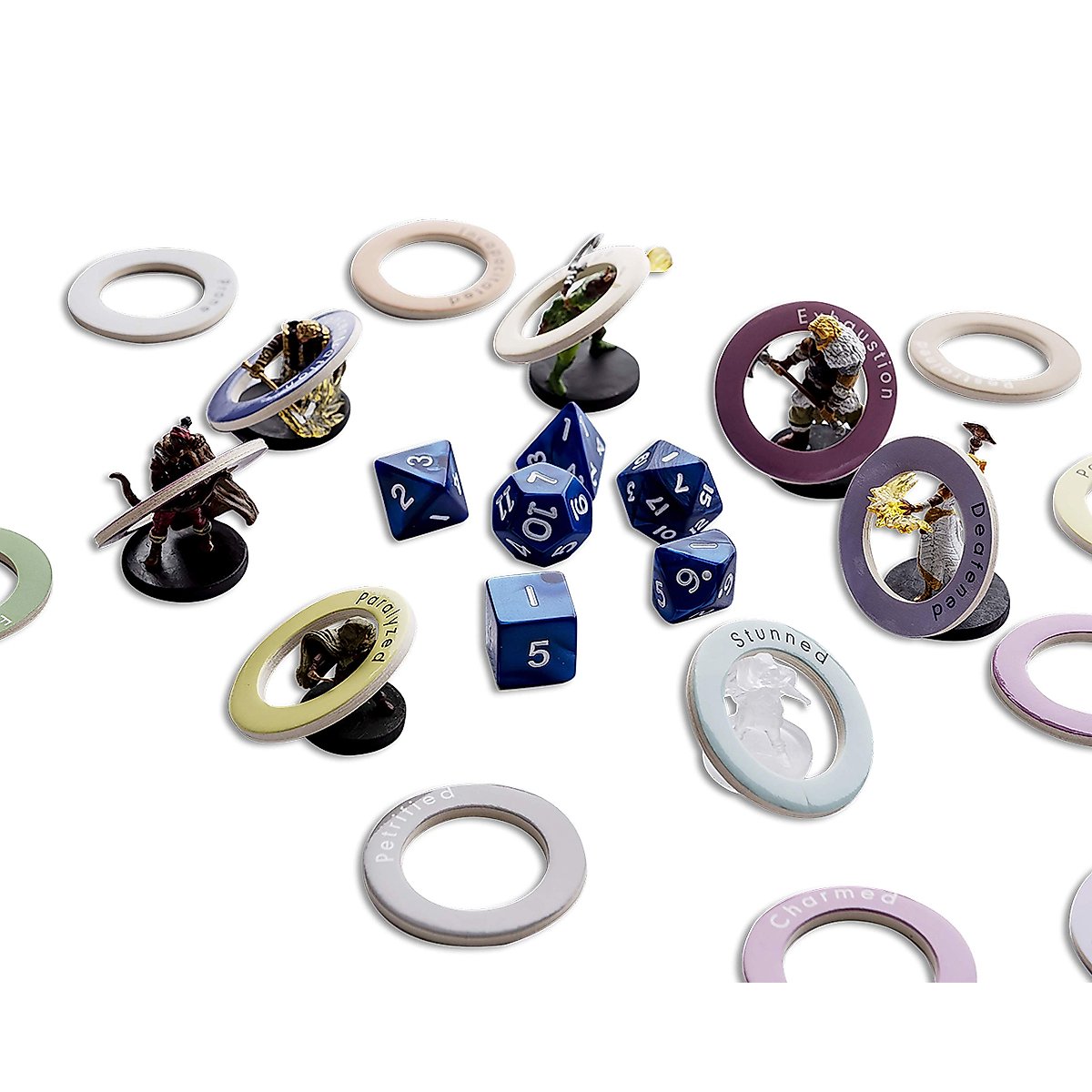 Hexers RPG Status Markers, Track Conditions Effects Spells with Simple Rings, Compatible with Dungeons and Dragons D&D DND Pathfinder Role-Playing, 80 pcs, Dry Erase Customizable