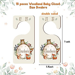 10 Pcs Woodland Baby Closet Size Dividers Wooden Nursery Hanger Dividers Newborn Closet Organizer Double Sided for Clothes Baby Girls or Boys Room Baby Shower Decor from Newborn to 24 Months