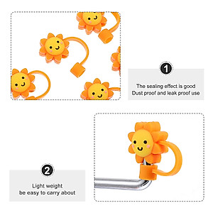 KESYOO 6pcs Silicone Straw Tips Cover Sun Flower Shape Reusable Drinking Straw Tips Lids Anti-dust Straw Nozzles Plugs for Bubble Tea Smoothies Milkshake