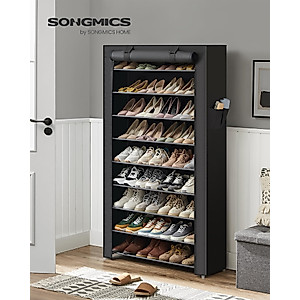 SONGMICS Shoe Rack, 9 Tier Shoe Organizer with Nonwoven Fabric Cover, Shoe Storage Shelf for 40-50 Pairs of Shoes, Entryway, Suitable for Sneakers, High Heels, Flats, and Boots, Black URXJ36HV1