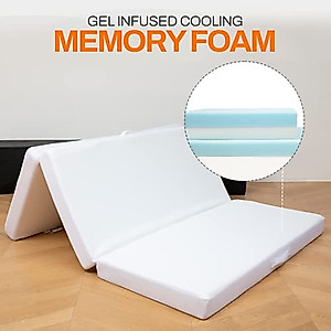 Cheer Collection Tri-Fold Memory Foam Mattress - 4" Thick Gel Infused Foam Folding Bed for Guests, Small Size (75" x 25")