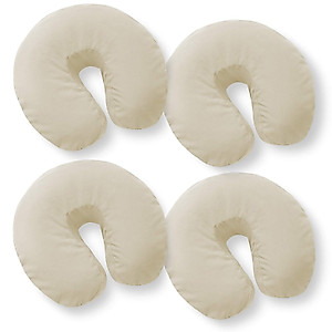 Saloniture 4-Pack Premium Microfiber Face Cradle Covers - Ultra Soft Fitted Massage Table Cradle Cover - Natural