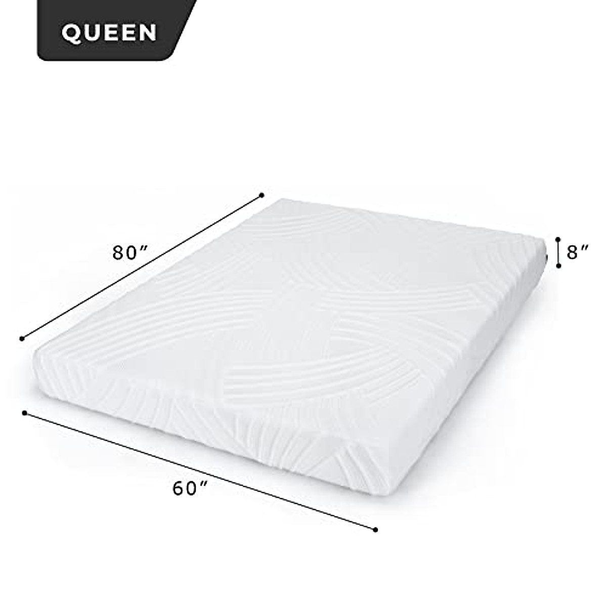 Giantex Memory Foam Mattress, 8-Inch Queen Cool & Comfortable Gel Infused Foam Mattress w/Poly Jacquard Fabric Cover for Pressure Relieving, CertiPUR-US Certified Firm Mattress Delivered in a Box