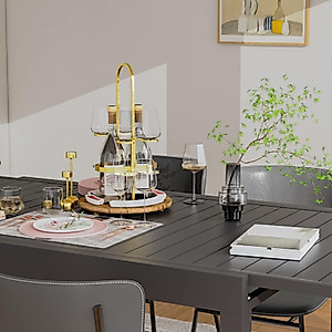 Domi 59" - 89" Expandable Patio Dining Table - Aluminum, Adjustable, Smooth-Sliding, Outdoor Furniture for 6-8 Person, Ideal for Backyard, Porch, Deck, Garden - Dark Brown,