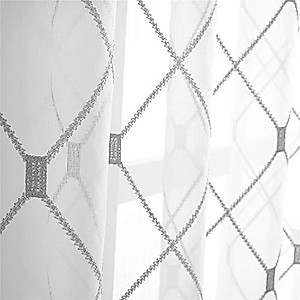 Top Finel White Kitchen Sheer Curtains Valances 18 Inch Length Embroidered Rod Pocket Small Window Curtains for Basement Bathroom, Set of 2