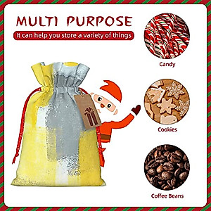 Grey And Yellow Abstract Art Paintingchristmas Drawstring Gift Bag, Linen Drawstring Gift Bag, Reusable Drawstring Gift Bag, Used For Christmas, Birthday, Wedding Supplies