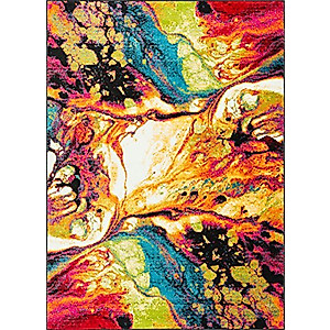 Soleil Contemporary Abstract Multi-Color Rectangle Area Rug, 8' x 10'