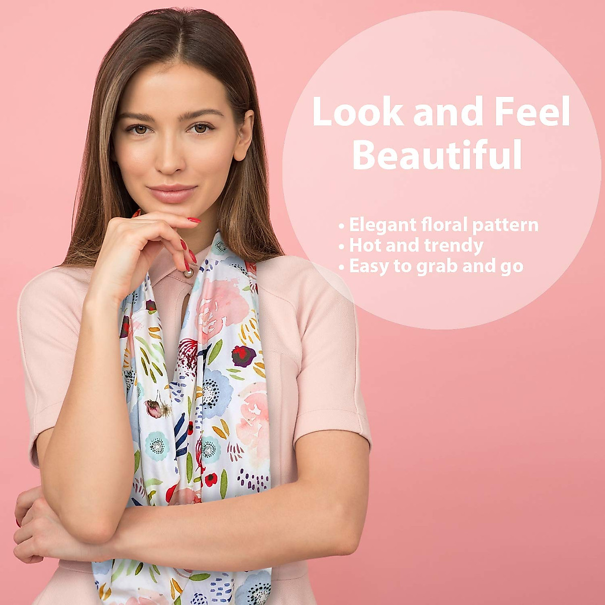 Pobi Baby Car Seat Covers and Nursing Cover - Soft and Stretchy Floral Pattern (Beauty)