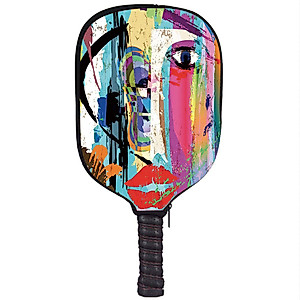 iPrint Pickleballs Paddles Rackets Cover Case, Abstraction, Woman Face Art, Multicolor, Fit for Most Rackets - Protect Your Paddles