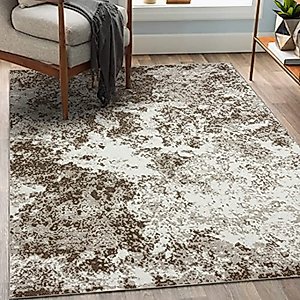 LUXE WEAVERS 6097 Abstract Marble Modern Area Rug, Brown/Size 5 x 7