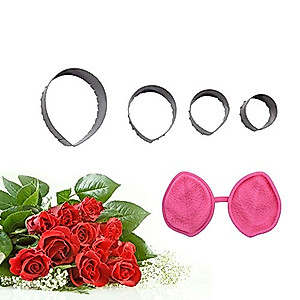 AK ART KITCHENWARE Fondant Leaf of Rose Silicone Veiner Molds Stainless Steel Cutters Set Sugarpaste Tools Cake Decorating Tools (Sawtooth Leaves)