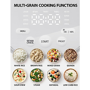 TOSHIBA Rice Cooker Induction Heating, with Low Carb Rice Cooker Steamer 5.5 Cups Uncooked - Japanese Rice Cooker, 8 Cooking Functions, 24-Hr Timer and Auto Keep Warm, White