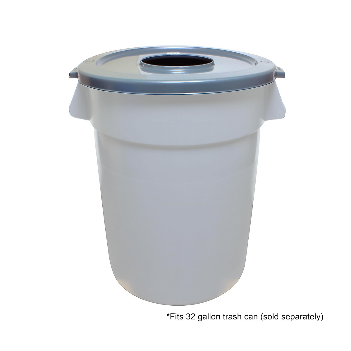 TrueCraftware 32 Gallon Round Trash Can Center Opened Lid only 22-1/4" Diameter x 1-1/4" Height Gray Color- Wastebasket Garbage Bin Lid Recycling Bin Cover Kitchen Bathroom Bedroom Office Trash Can