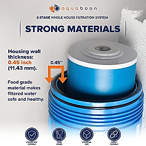 2-Stage Whole House Water Filter System 20"x4.5" - w/Wrench, Steal Bracket & Pressure Gauge & Release Button (1" Port) - 5 Micron GAC Water Filter & Sediment Filter, Compatible with Pentair P5-20BB