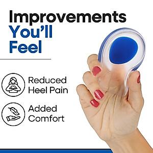 Gel Heel Pads for Shoes Heel Pain Relief | Plantar Fasciitis Heel Cups | Heel Cushion Heel Spur Relief | Silicone Heel Protector Insoles | Sore Bruised Feet | Heel Inserts for Women & Men (LRG 3-PAIR)