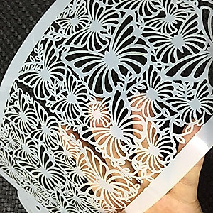 ART Kitchenware 3pcs/set Butterflies Stencil for Cake Side Decoration Fondant Wedding Cake Decorating Stencil Mold Icing Royal Stencil Tool ST-828 Beige/Semi-Transparent