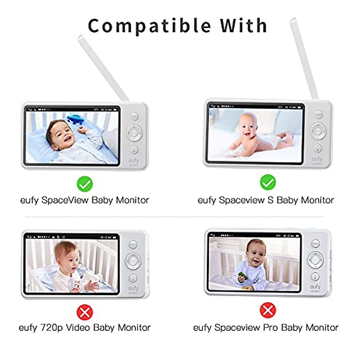 Huafly Protective Silicone Skins Compatible with Eufy SpaceView Baby Monitor/S Baby Monitor(5 inch 2900mAh LCD Display), Home Security Camera System Cover Accessories (Gray)