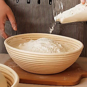 9.4'' Round Bread Banneton Proofing Basket with Linen Liner for Sourdough Proofing,Perfect Handmade Rattan Bowl for Making Beautiful Bread