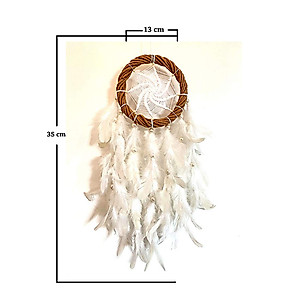 Rooh Dream Catcher ~ White Magic Wreath Dream Catcher ~ Handmade Mandala Hangings for Positivity (Can be Used as Home Décor Accents, Wall Hangings, Garden, Car, Outdoor, Bedroom)