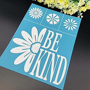 MANGOUSONG Screen Printing Kit,22x28cm Sunflower Be Kind Mesh Screen Stencils Self-Adhesive Silk Screen Printing Stencil for Canvas Bag Print Washable