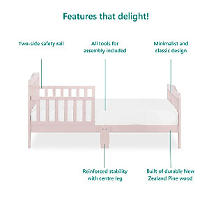 Dream On Me Classic Design Toddler Bed in Pink, Greenguard Gold Certified