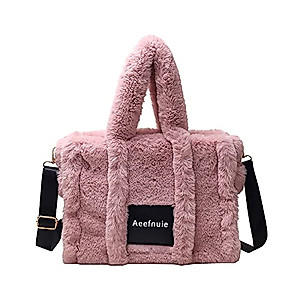 Women Handbags, Winter Fashion Plush Soft Fluffy Tote Top Handle Messenger Tote Shoulder Bag