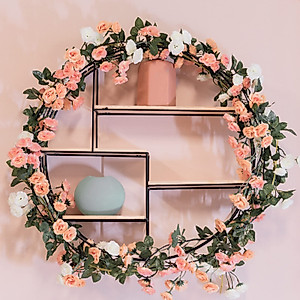 EPLST 3 Pack/17.7 FT Flower Garland Fake Flower Rose Vine Hanging Plant Lifelike Silk Decorative for Wedding Arch Garden Wall Home Party Hotel Office Arrangement Decoration