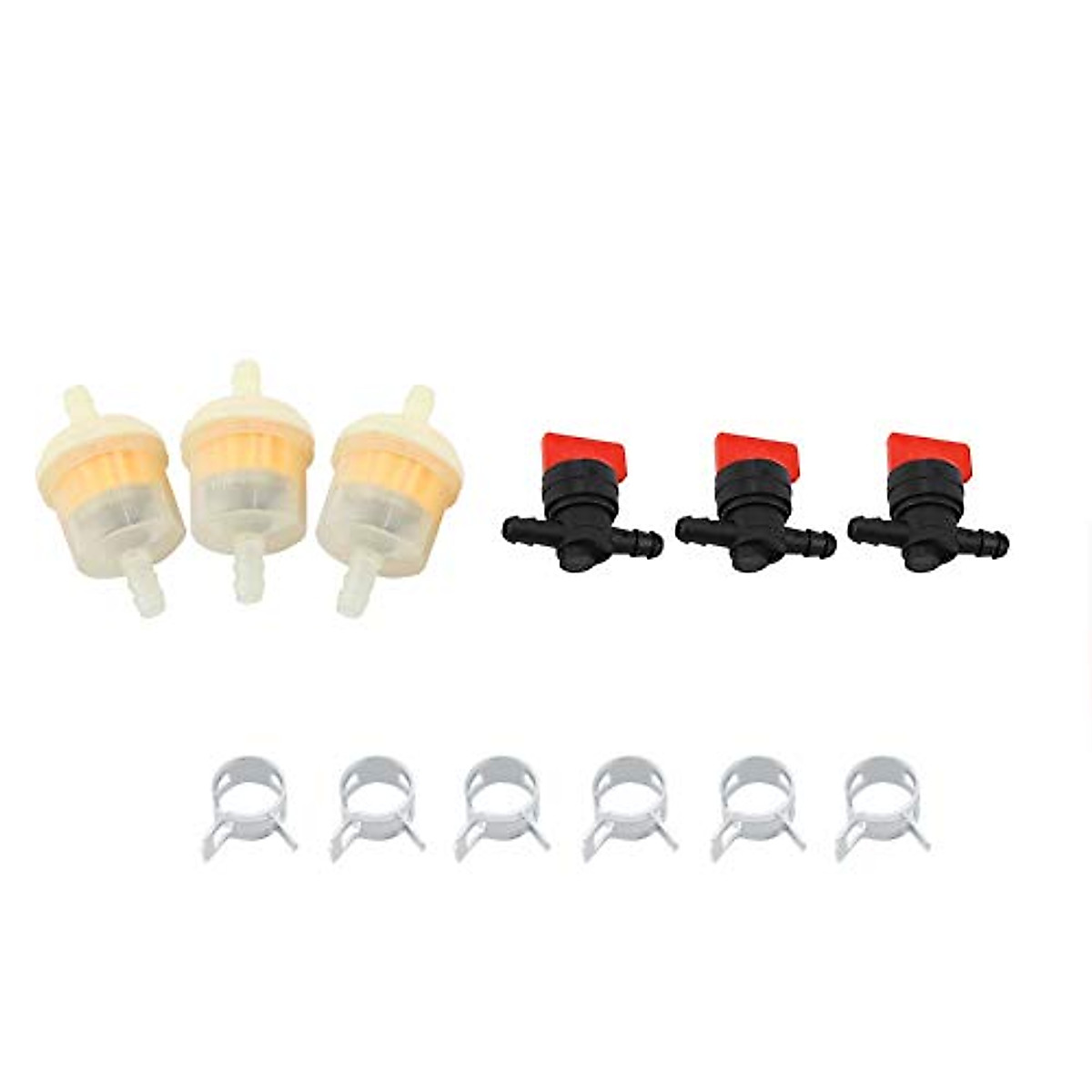 NIKOU Fuel Shut Off Valve - Fuel Gas Tank Shut Off Valves + Filters + Clamps Garden Brush Cutter Lawnmower Accessory