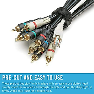 VELCRO Brand ONE-WRAP Cable Ties | 25Pk | 8 x 1/2" Black Cord Organization Straps | Thin Pre-Cut Design | Wire Management for Organizing Home, Office and Data Centers