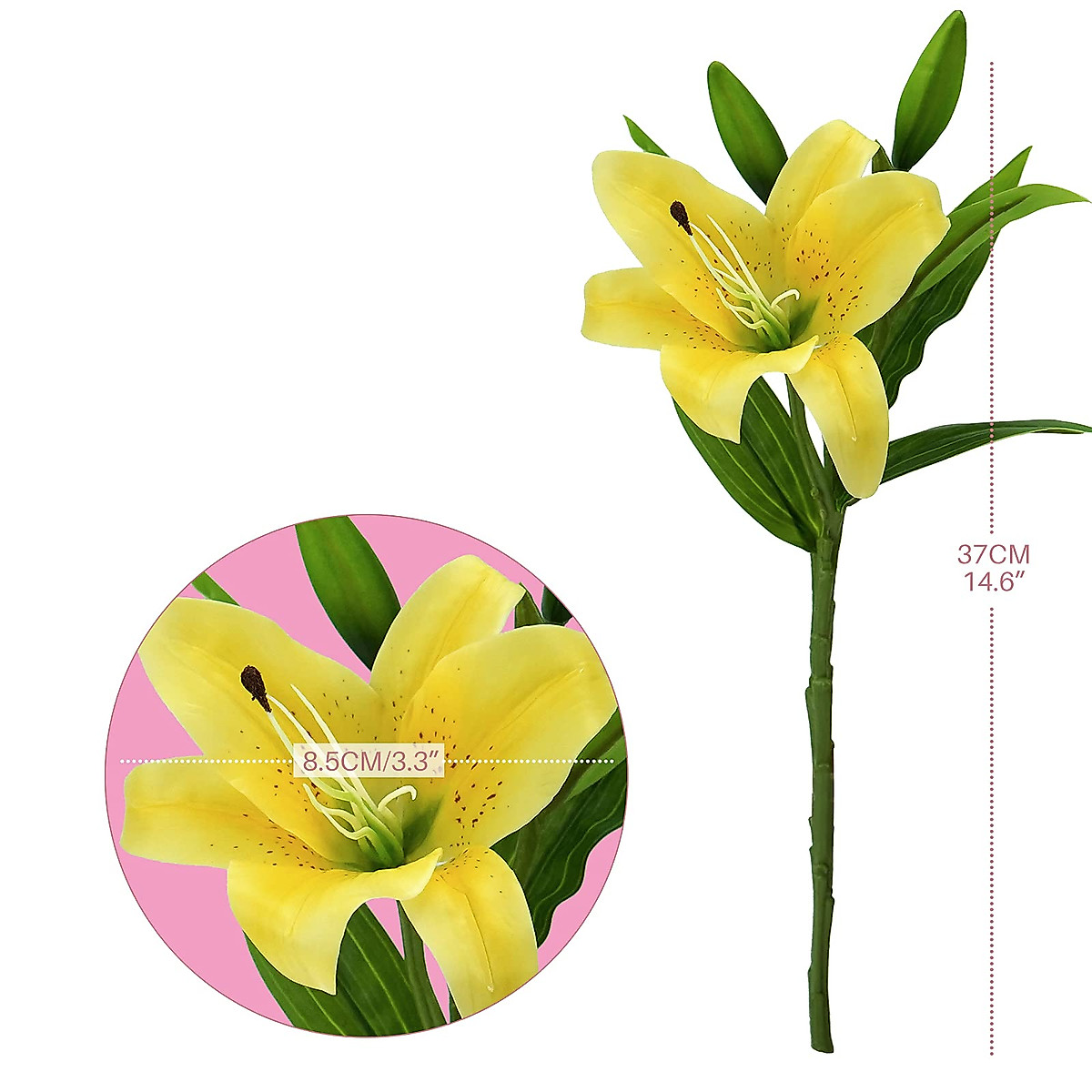 MINYULUA 8Pcs Artificial Tiger Lily Flowers Yellow Real Touch Lilies Flower Bouquet Faux Floral Table Centerpieces Arrangement for Wedding Home Party Garden Office Decor