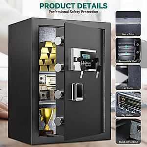 YITAHOME Fireproof Safe Box for Home, 4 CuBic Feet Anti-Theft Fire Safe with Digital Keypad Key, Removable Shelf, LED Light, for Home Office Hotel Use