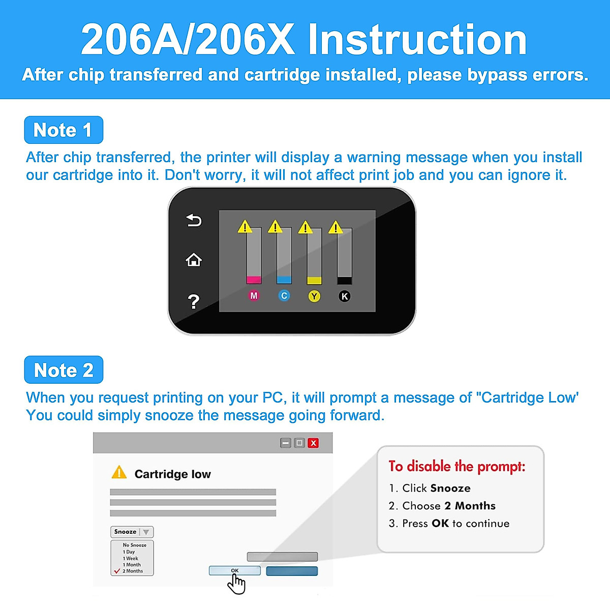 LCL Compatible Toner Cartridge Without chip Replacement for HP 206X W2110X (1-Pack Black)