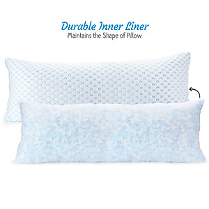 Nestl Cooling Body Pillow - Memory Foam Body Pillow, Cooling Body Pillows for Adults, Gel Infused Cooling Pillow, Adjustable Body Pillows for Sleeping, Breathable Bed Pillows, 20x54 Inch Long Pillow