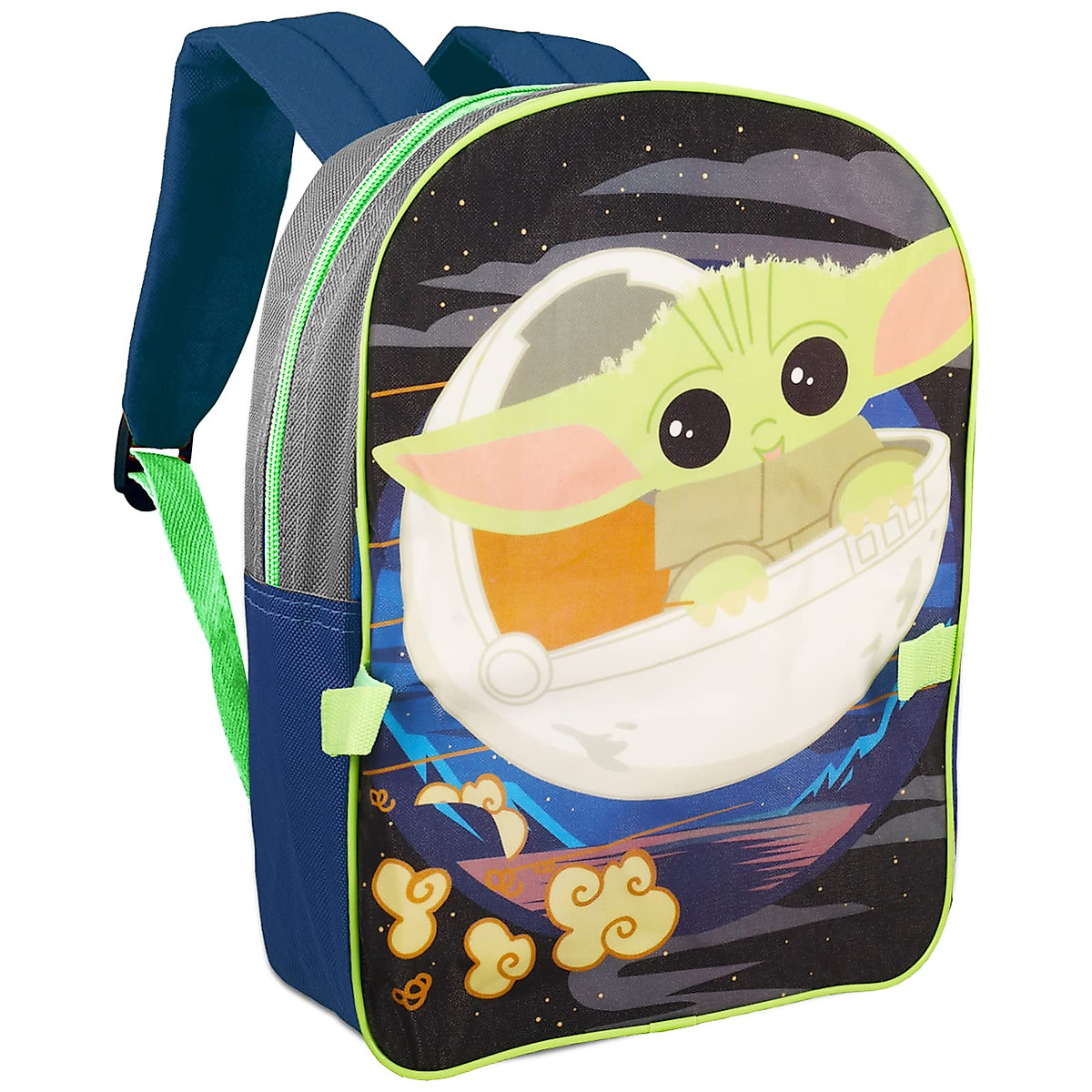 Baby Yoda Backpack and Lunch Box Set - Mandalorian School Supplies Bundle with Insulated Bag Plus Star Wars Decals, Water Bottle, More (Mandalorian for Boys),