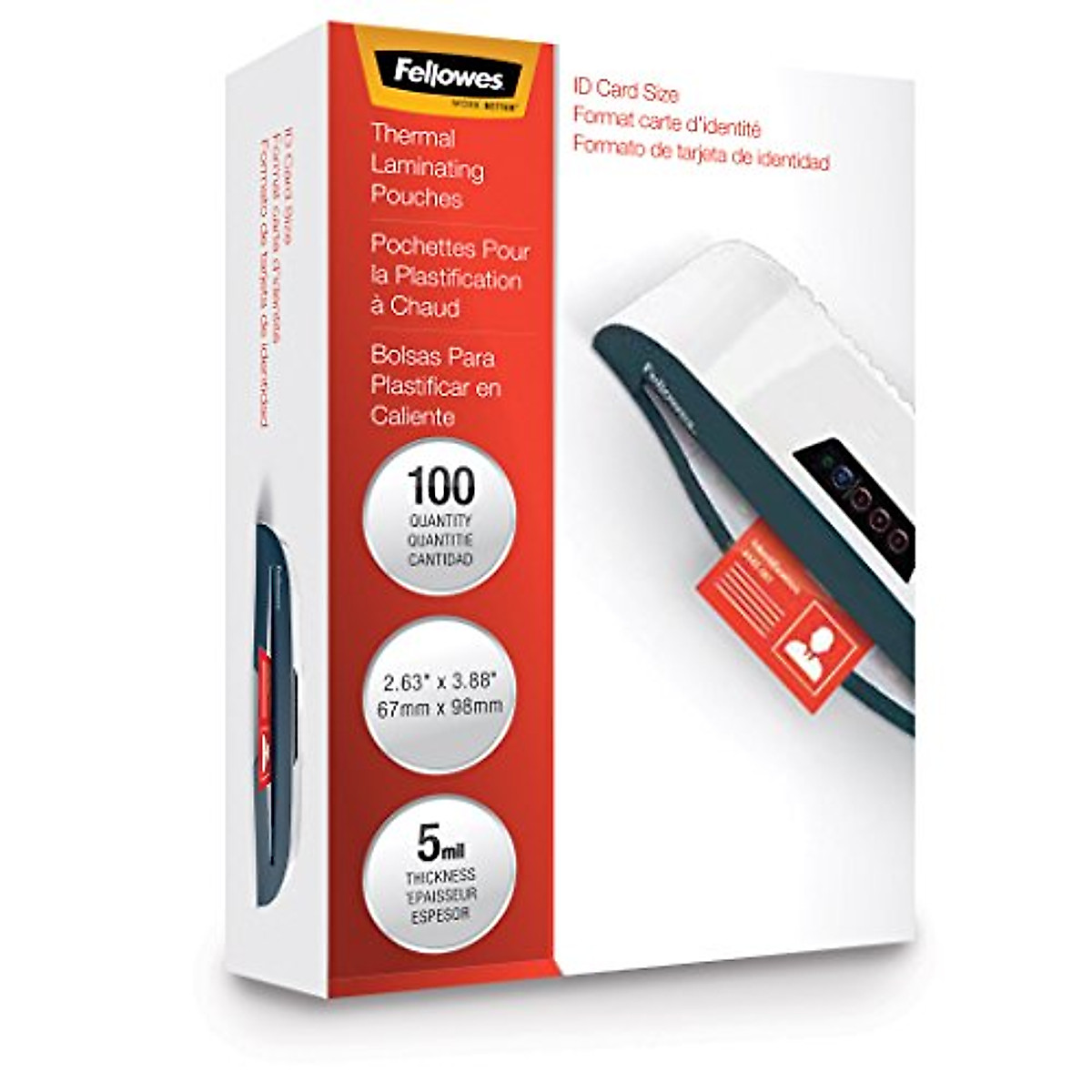 Fellowes Hot Laminating Pouches, ID Tag, Not Punched, 5 mil, 100 Pack (52015)