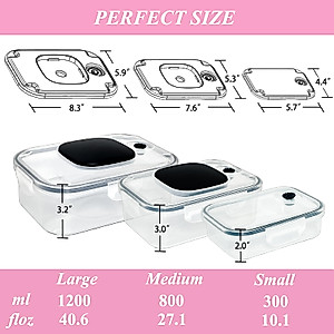 HelpyLife Vacuum Seal Containers for Food Storage, Press Out Excess Air Preserve Food Freshness, BPA Free Meal Prep Vacuum Containers for Fruits, Vegetables, Lunch, Leftovers, Marinating Meat
