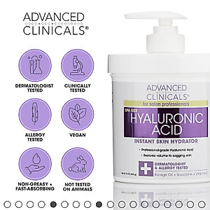 Advanced Clinicals Hyaluronic Acid Body Lotion & Face Moisturizer W/Vitamin E | Hydrating Dry Skin Firming Lotion Minimizes Look Of Wrinkles, Stretch Marks, & Crepey Skin | Skin Care Products, 2pc