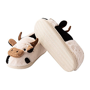 EOIRQHOPDD Cute Cow Slippers for Women Girls Fuzzy Plush cotton slippers household indoor Outdoor Slippers