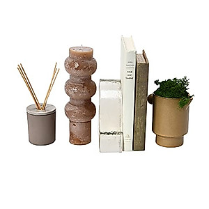 Creative Co-Op Unscented Totem Pillar, Cappuccino Candles, 3" L x 3" W x 9" H, Brown