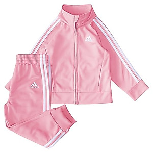 adidas Girls 2-piece Track Suit With & Pants Zip Front Classic Tricot Jacket And Joggers Set, White Multi, 2T US