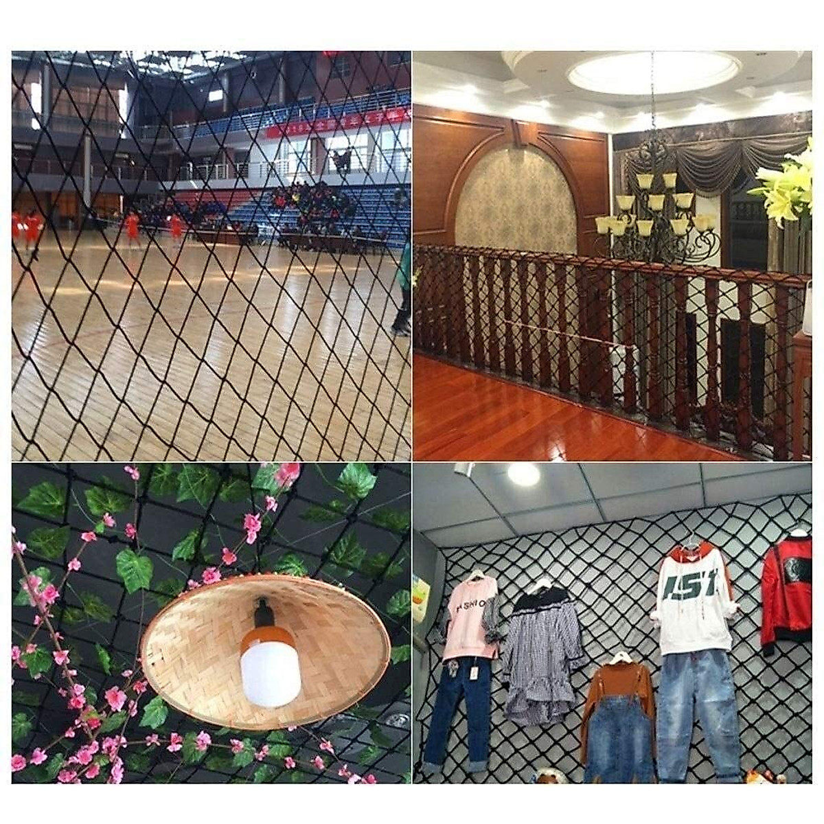 RZM Railings Safety Net Black Decor Net, Climbing Cargo Net Rope 8mm Balcony Protective Net Child Stair Safety Net Waterproof Hand-Woven Nylon Fence Net Fall Protection Mesh 6cm child safety netting f