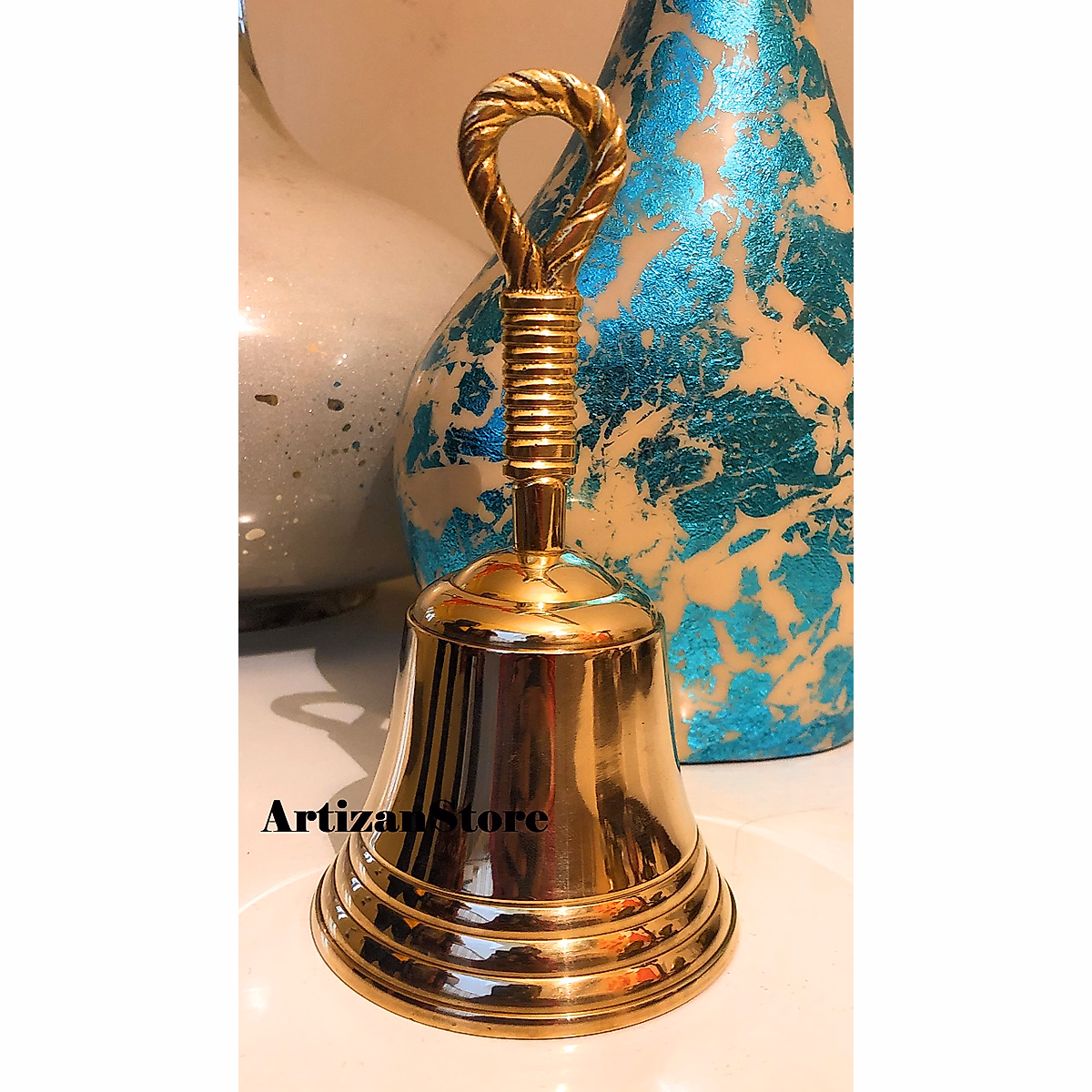 Nautical Brass Bell Handle 3.5 "-Nautical Brass Bells, 3" Nautical Bell Decoration Alarm, Ringing, Bell