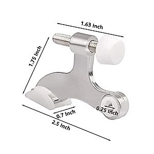 OBTANIM 8 Pack Hinge Pin Door Stopper Heavy Duty Metal Adjustable Door Stops with Rubber Bumper Tips (Silver)