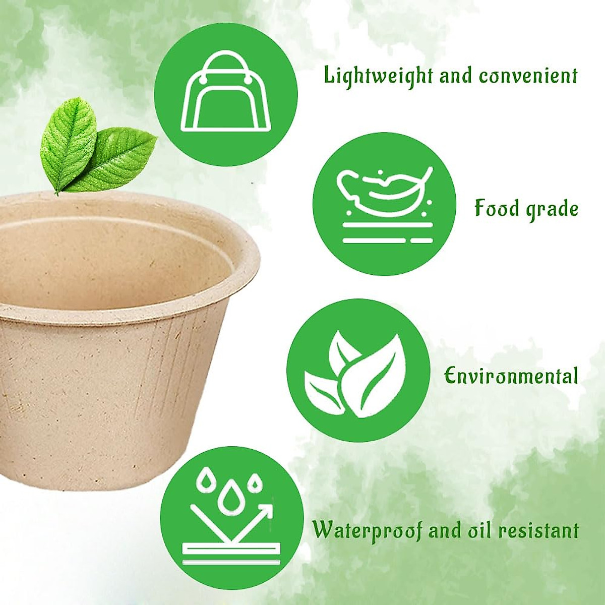 FUYCIEUM 150 Pieces Bagasse Fiber Souffle Cups with Lids, 4 Oz Biodegradable Sample Cups, Compostable Portion Cups for Condiment, Dips, Jams, Tomato Sauce, Snack, Honey, Nuts, Butter, Biscuits