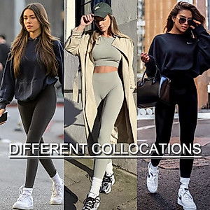 3 Pack Leggings for Women Non See Through-Workout High Waisted Tummy Comtrol Black Lightweight Yoga Pants with Pockets Cross for Gym Hiking Running Dance (Black, Dark Grey, Navy Blue, Small-Medium)