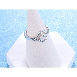 925 Sterling Silver Jewelry Engraved I Love You To The Moon and Back Love Heart Open Ring Size 7