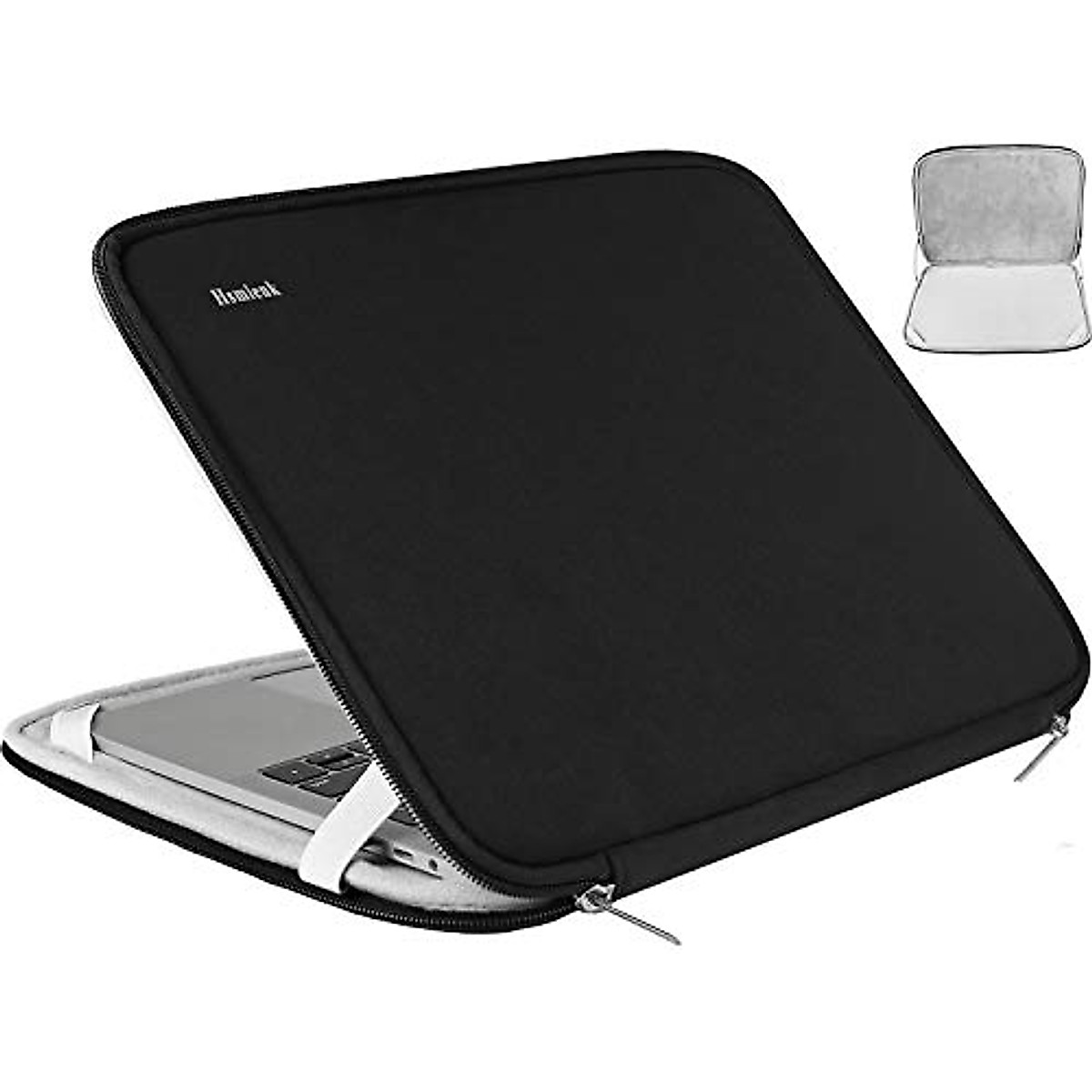 Laptop Sleeve 15.6 Inch, Hsmienk Durable Shockproof Protective Cover Flip Case Briefcase Carrying Computer Bag Case Compatible with 15.6 Inch HP, ASUS, Lenovo, Acer, Notebook, Computer, Black