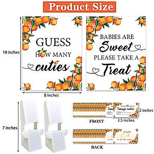 Little Cutie Candy Guessing Game, Orange Theme Guess How Many Cuties Standing Sign with 50 Cards, Baby Shower Games, Babies are Sweet, Please Take a Treat Sign
